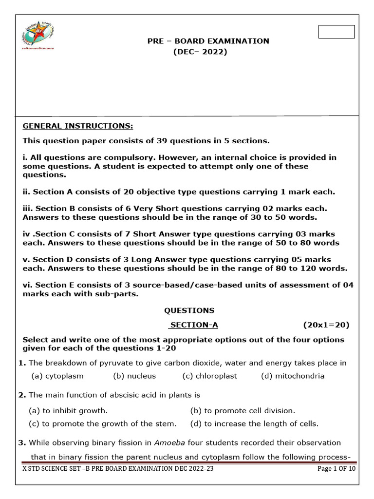 X Sci Set B QP Cbessc Dec 22 | PDF | Oxide | Chemistry