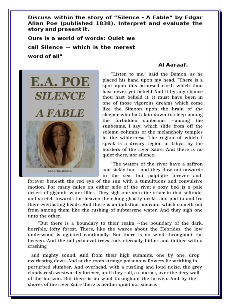 Silence A Fable by Edgar Allan Poe | PDF