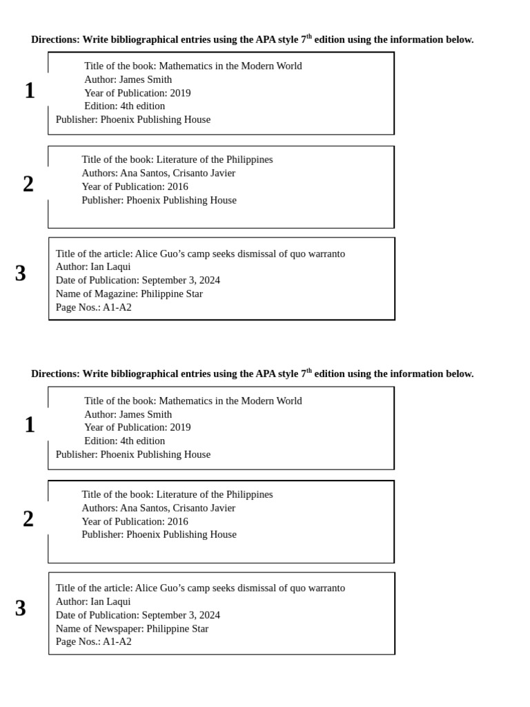 Conventions in Citing Sources Worksheet | PDF | General Fiction