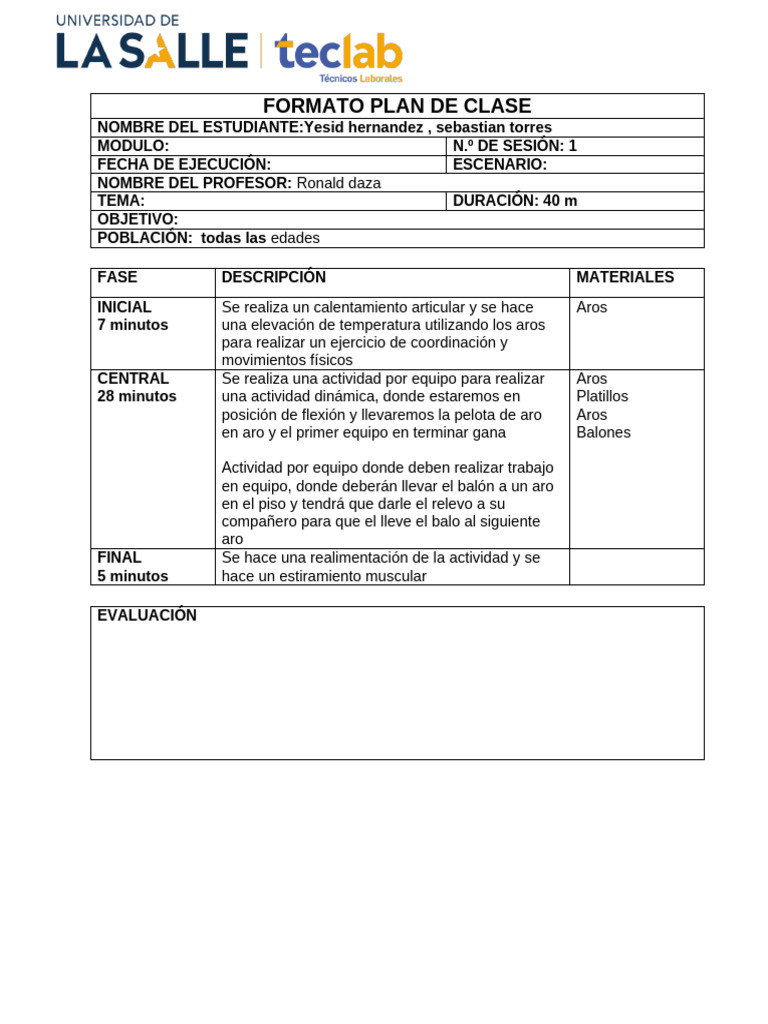 Plan de Clases | PDF