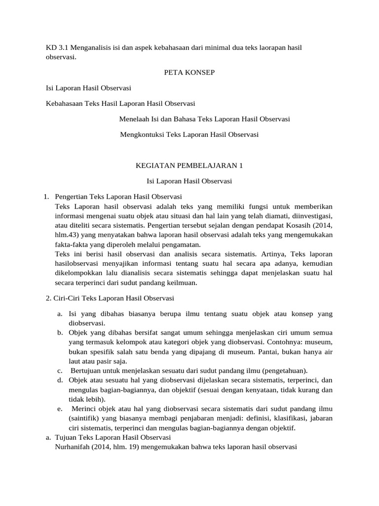 Teks Laporan Observasi | PDF | Kajian Bahasa Asing