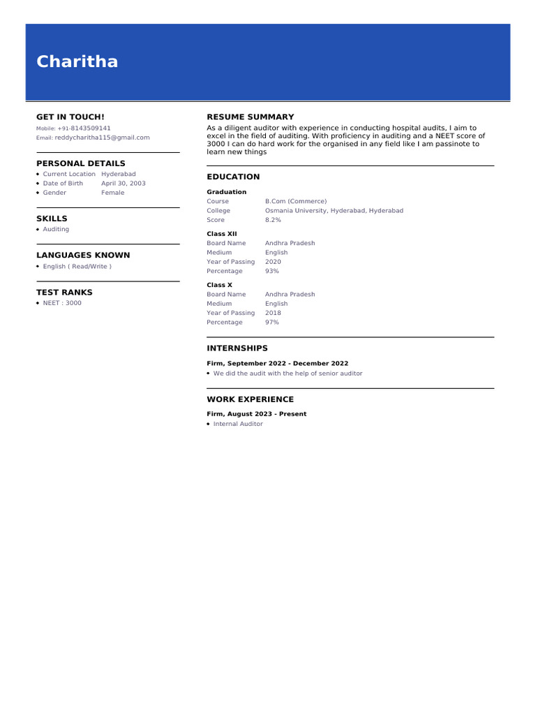 Charitha Resume | PDF
