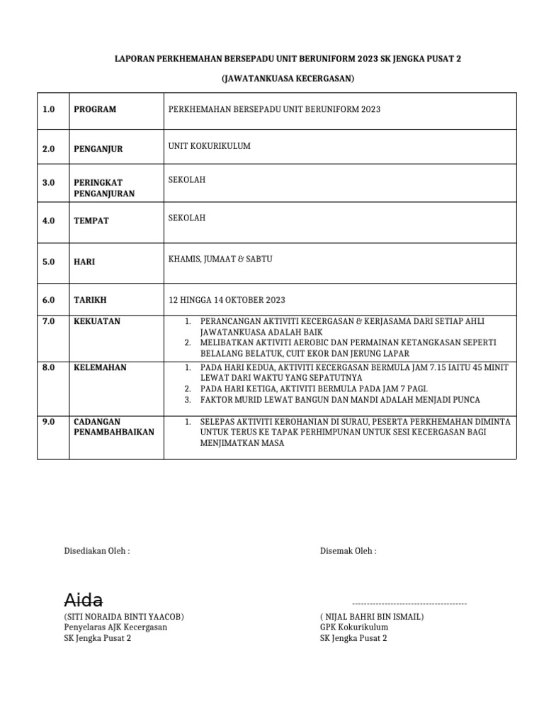 Laporan Perkhemahan | PDF