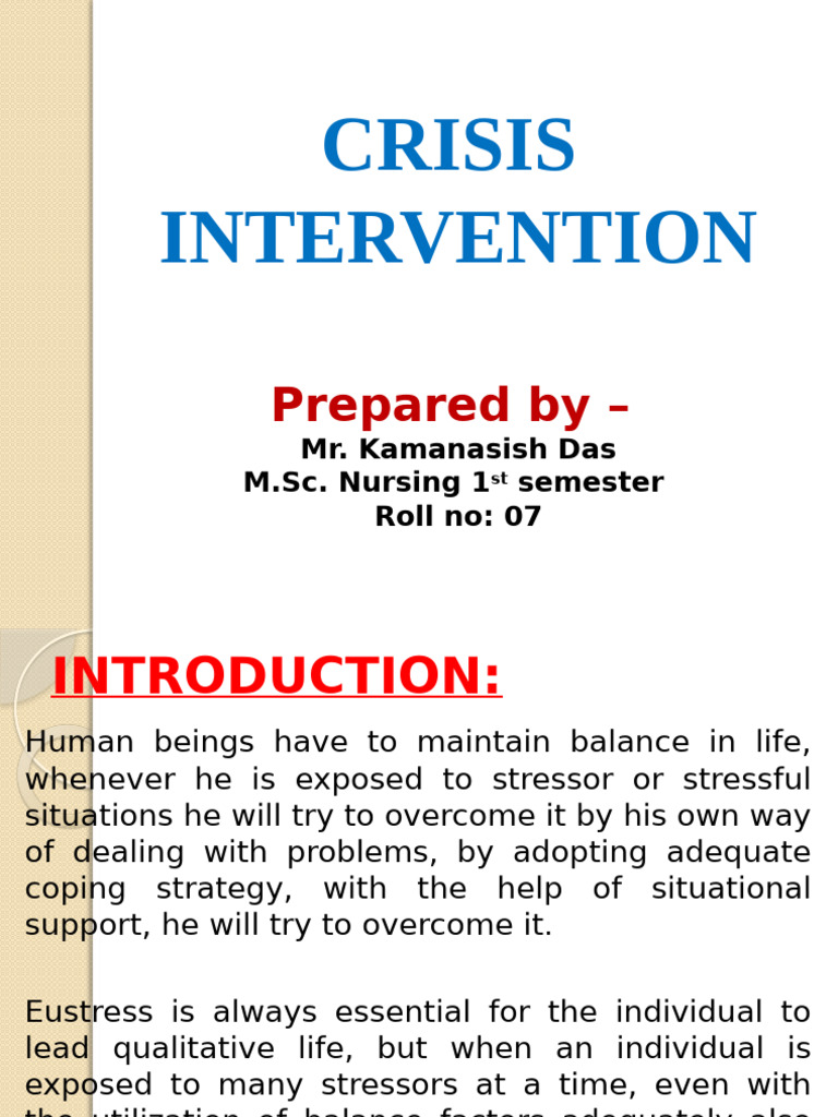 Crisis Intervention - PPT | PDF | Stress (Biology) | Psychology