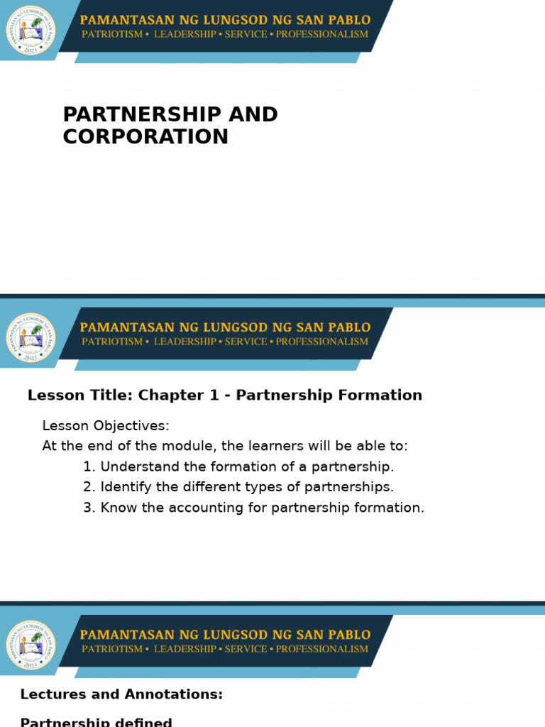 Chapter 1 Partnership Formation | PDF | Debits And Credits | Partnership