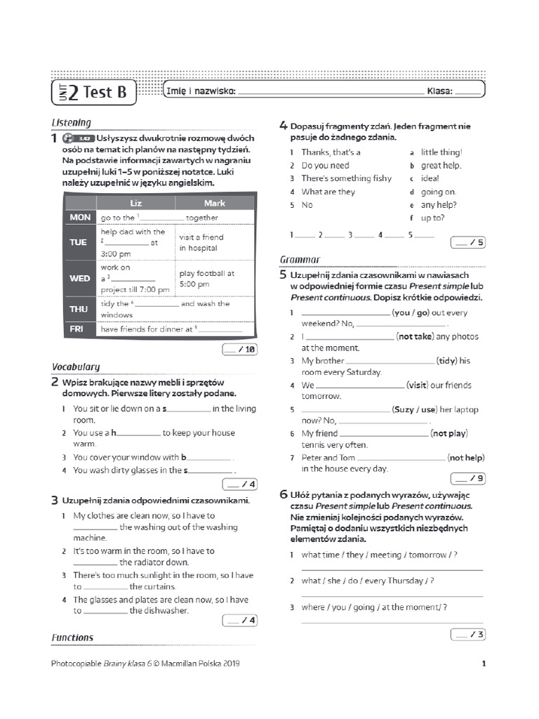 Brainy kl6 Unit Test 2 B | PDF