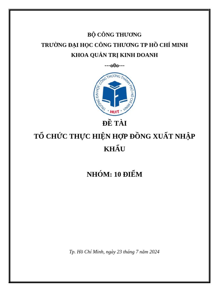 QTXNK - Nhóm 10 ĐIỂM - Chương 5 | PDF