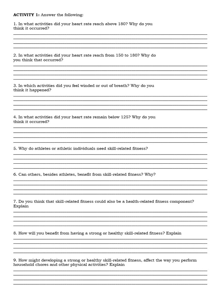 Skill Fitness Self-Assessment | PDF | Physical Fitness