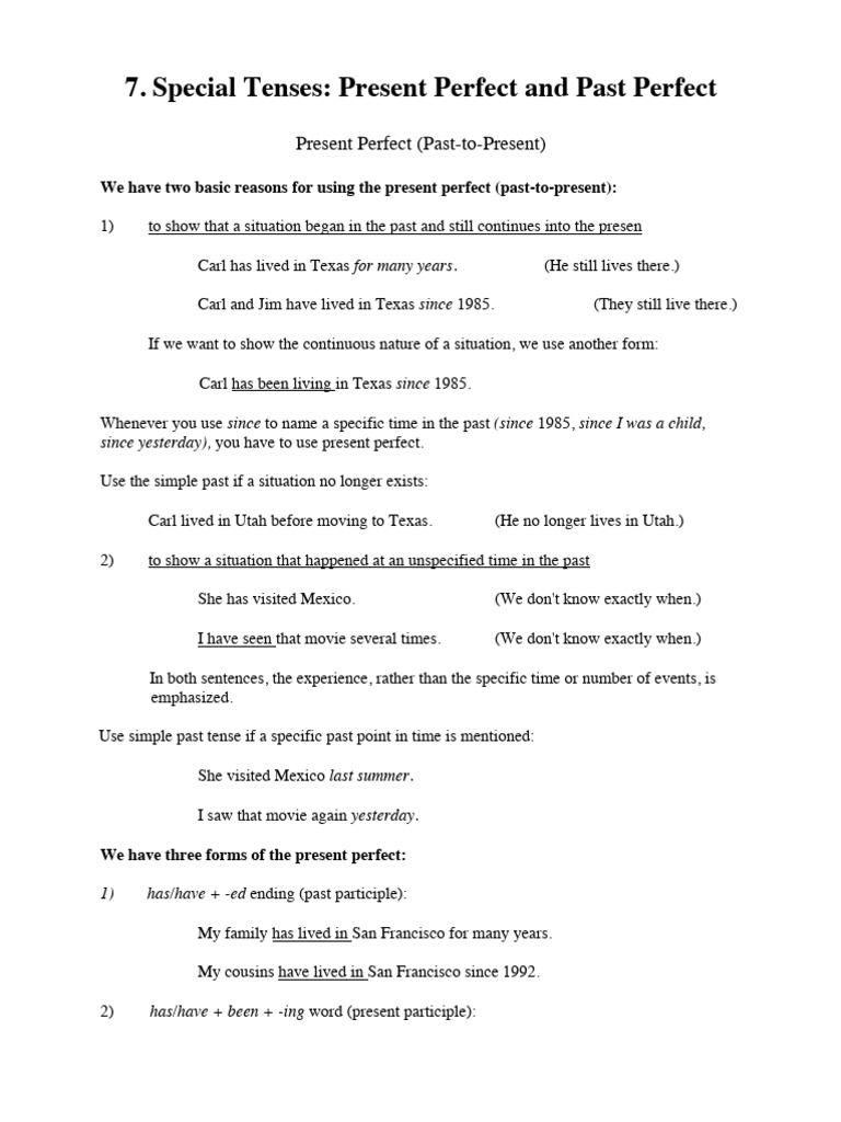 Present Past Perfect | PDF | Perfect (Grammar) | Linguistics