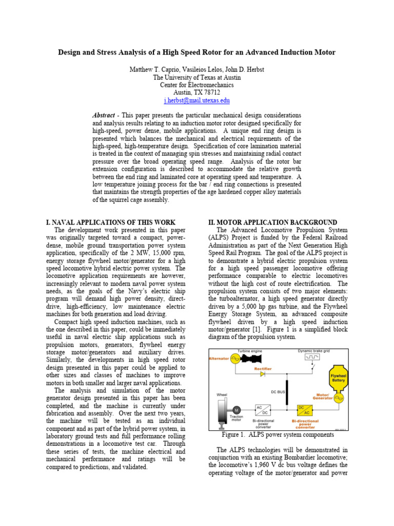 Design and Stress Analysis of A High Speed Rotor For An Advanced ...