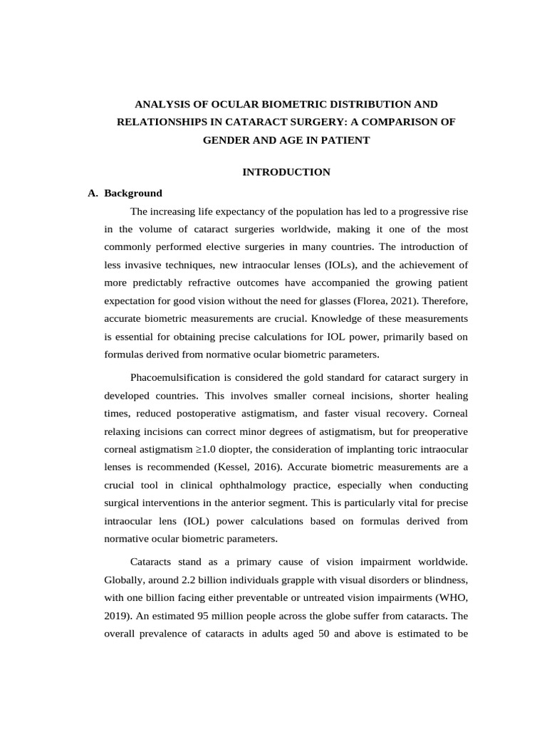 Ocular Biometric Analysis in Cataract Surgery | PDF | Visual Impairment ...