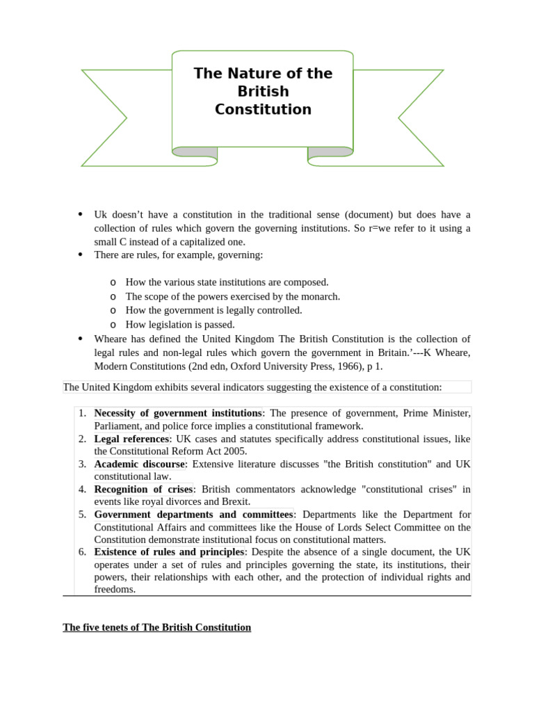 Understanding the British Constitution | PDF | Constitution ...
