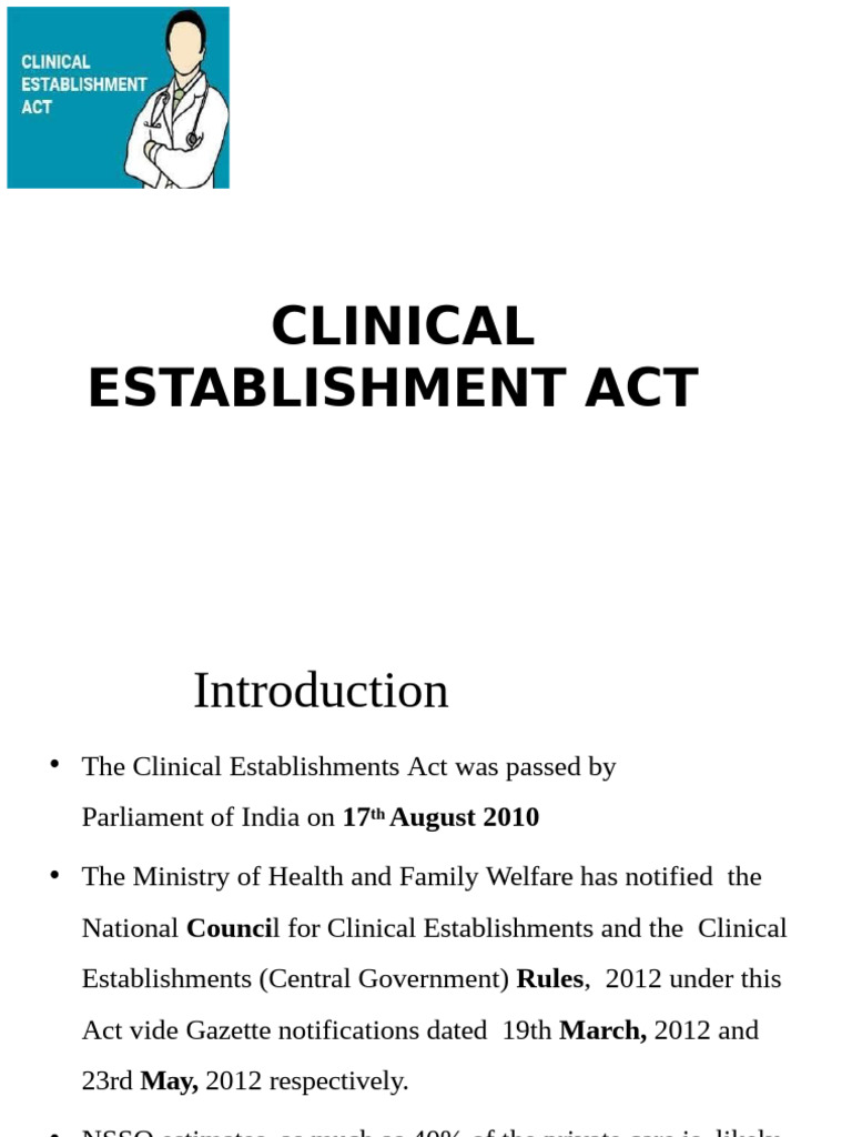 Overview of the Clinical Establishment Act | PDF | Medicine | Health Care