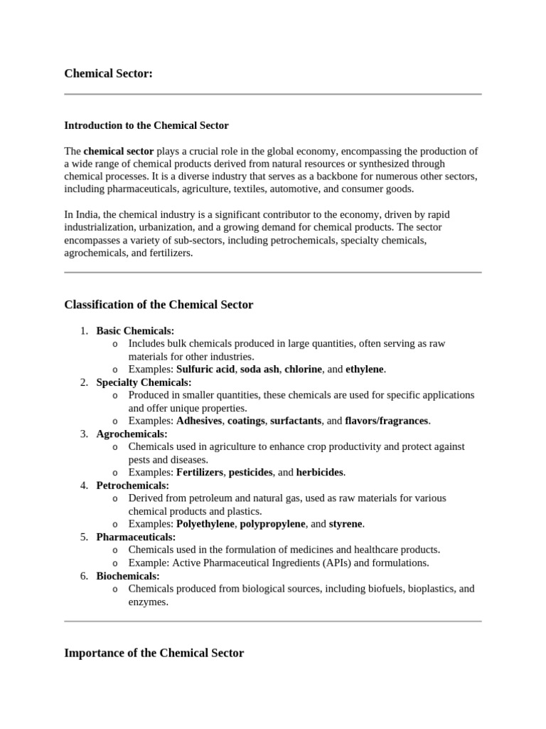 Chemical Sector | PDF | Chemical Industry | Green Chemistry