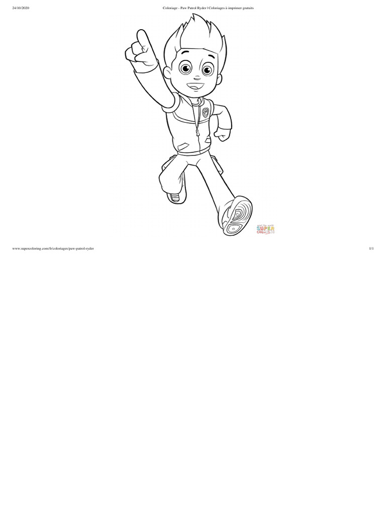 Coloriage - Paw Patrol Ryder _ Coloriages à imprimer gratuits | PDF