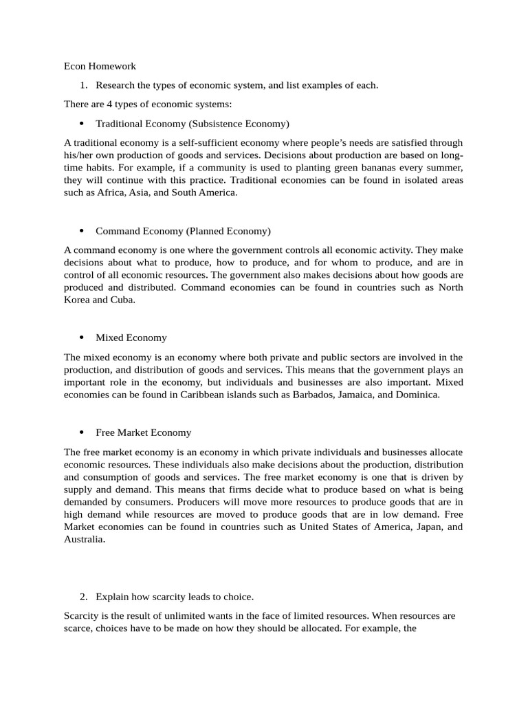 Econ Homework | PDF | Economies | Goods