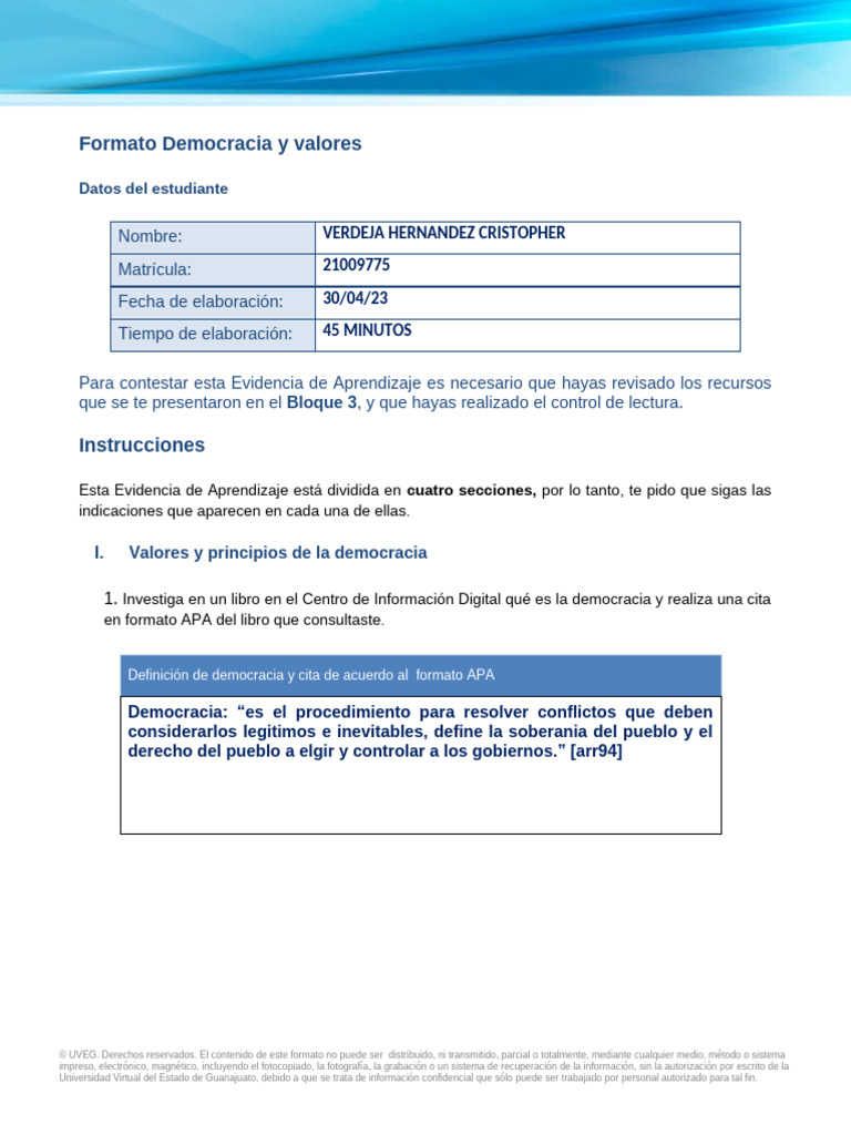 Verdeja Cristopher Democracia | PDF | Democracia | Ideologías políticas