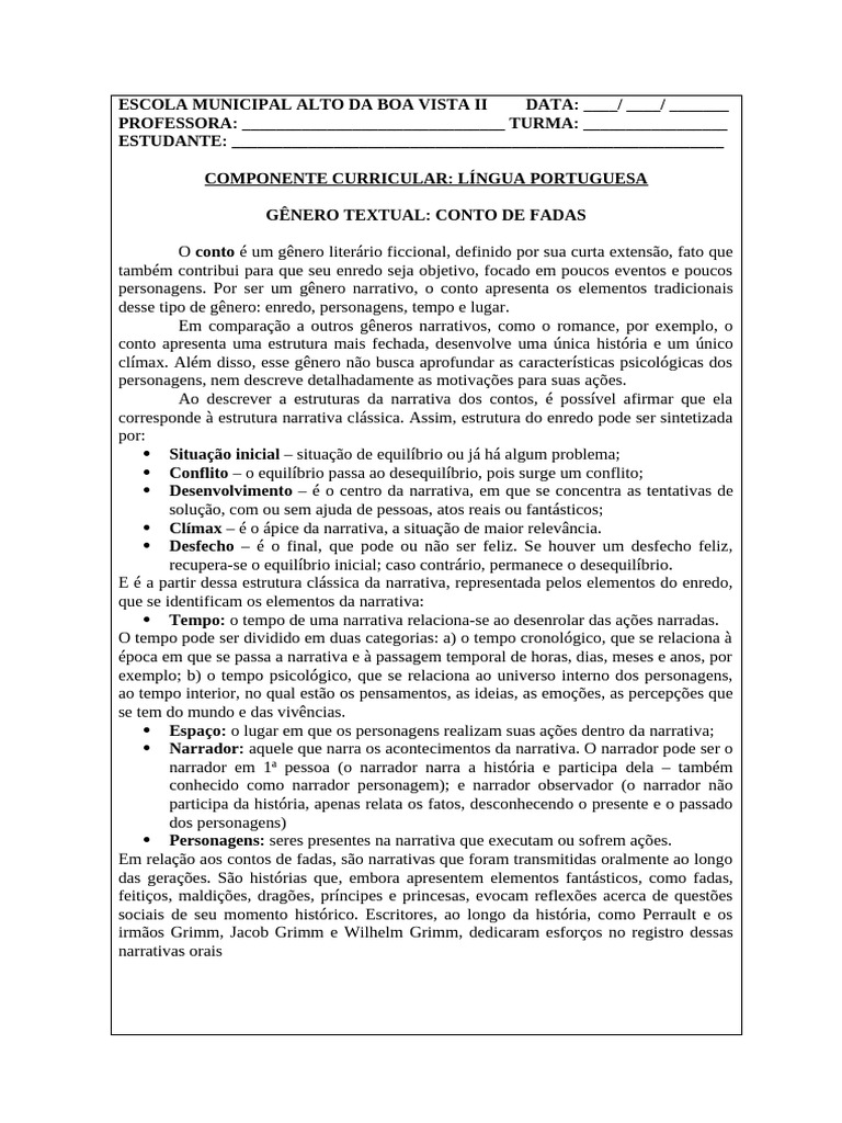 Gênero Textual-Conto | PDF | Bela Adormecida | Narrativa