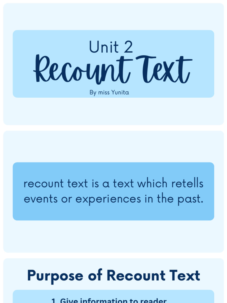 Recount Text Educational Presentation in Blue Clean Design_20241013 ...