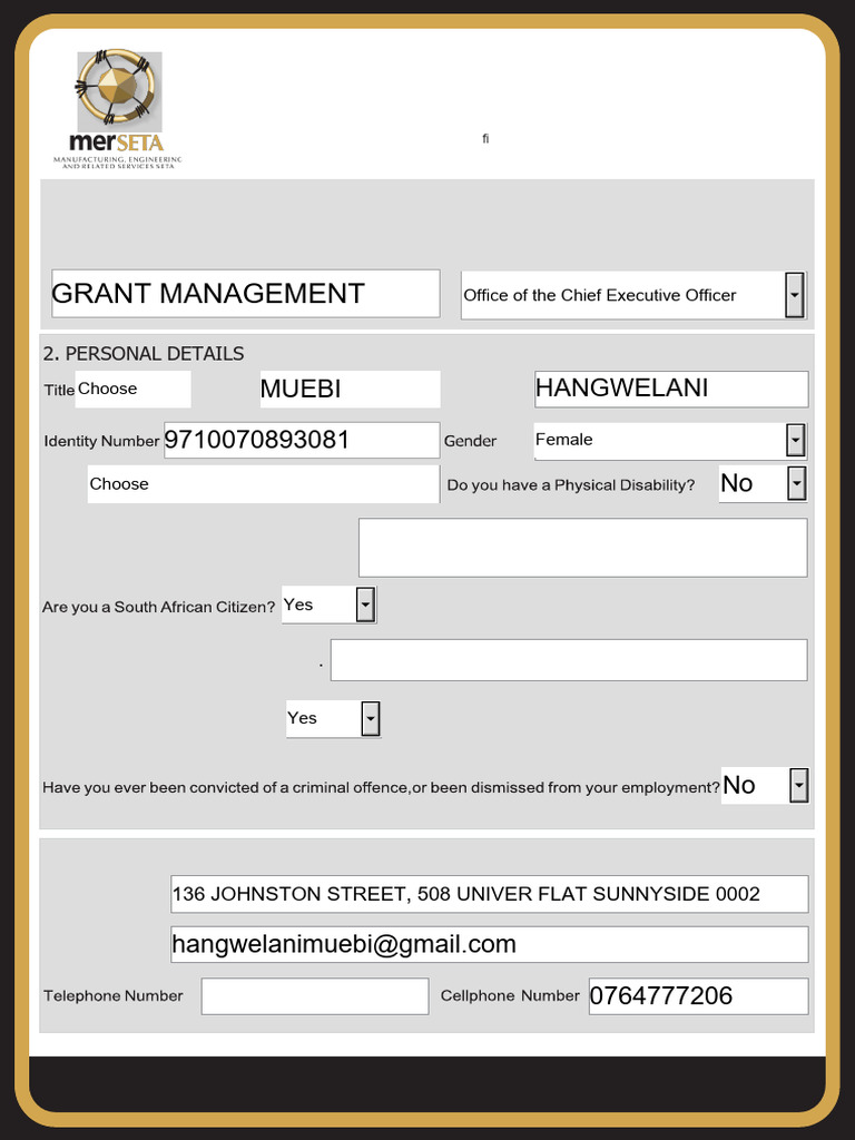 merSETA - Job Application Form | PDF