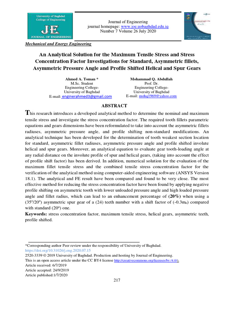 An Analytical Solution For The Maximum T | PDF | Gear | Mathematics