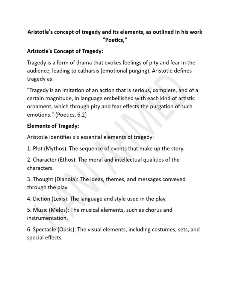 Aristotle's Tragedy: Key Elements Explained | PDF | Classics | General ...