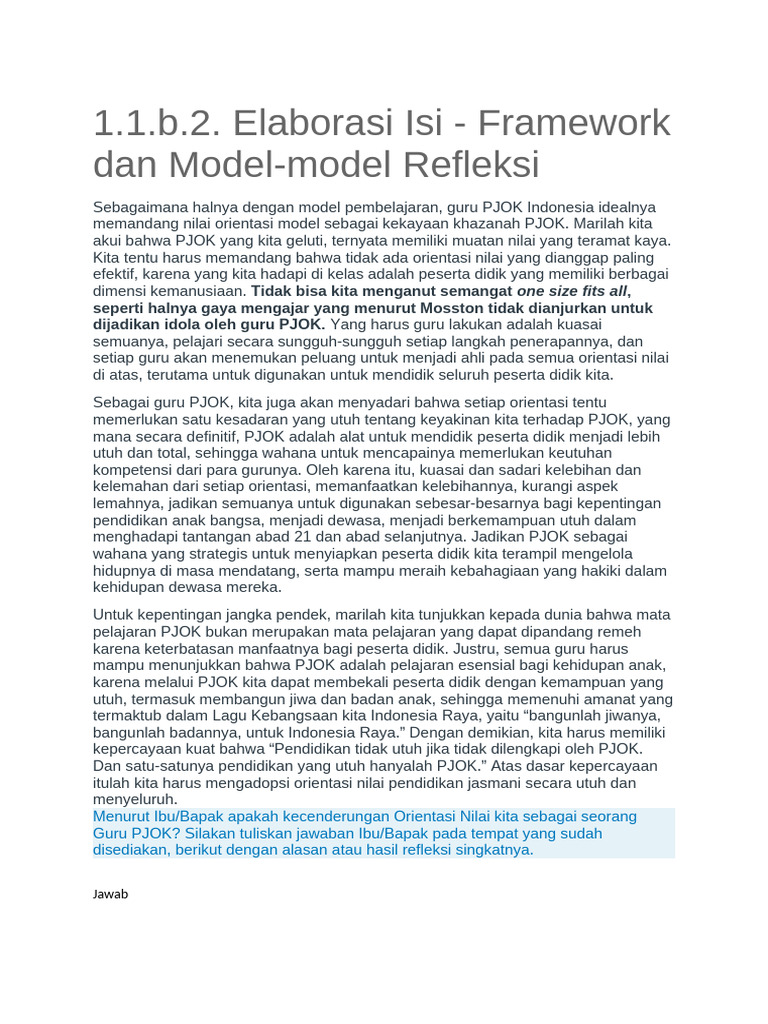1.1.b.2. Elaborasi Isi - Framework Dan Model-Model Refleksi | PDF ...
