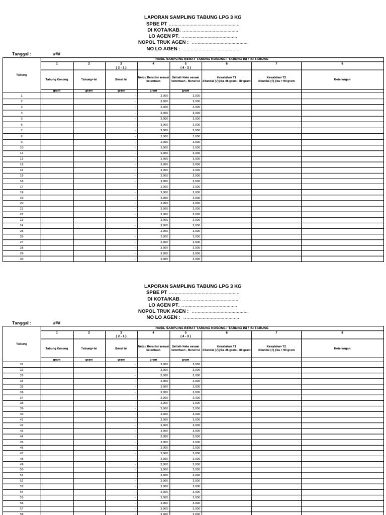 Sampling Tabung LPG 3 KG Metode Metrologi | PDF