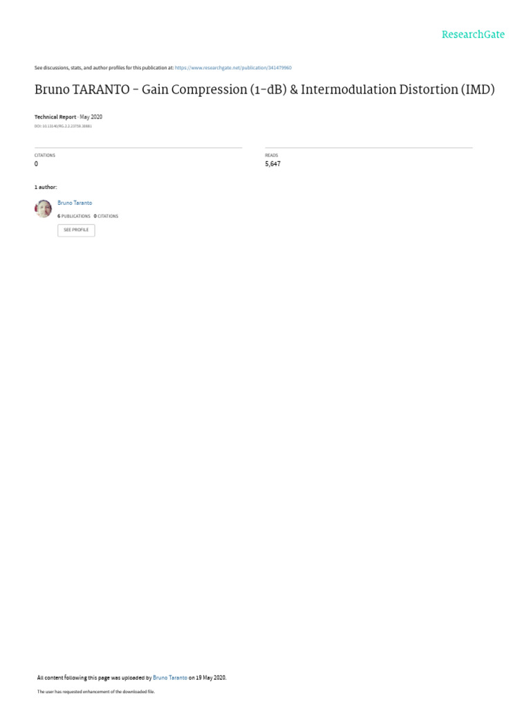 Bruno TARANTO - Gain Compression (1-dB) & Intermodulation Distortion ...