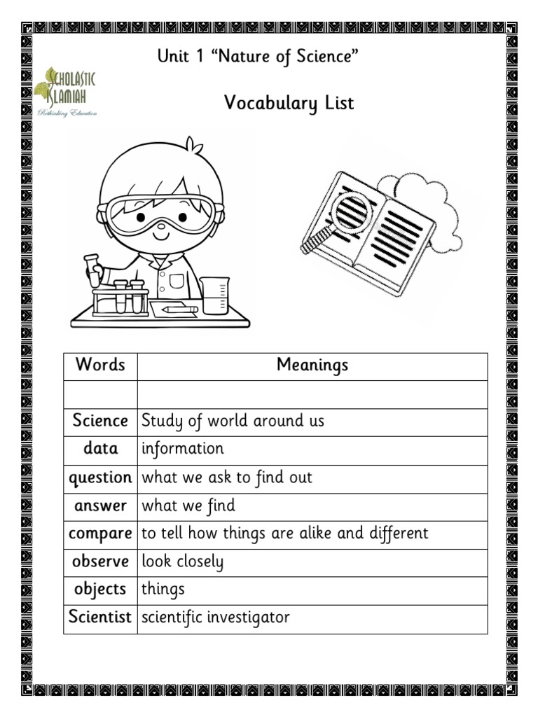 Vocabulary List Unit 1 Sci | PDF
