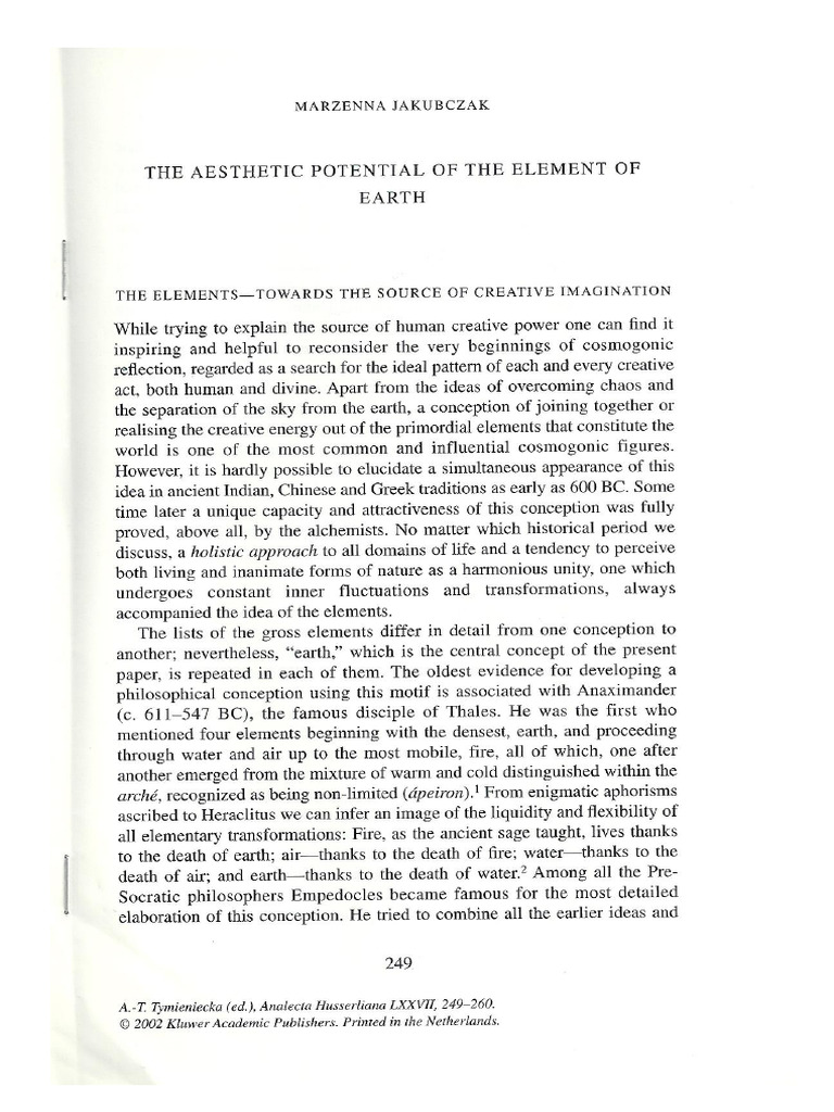 The Aesthetic Potential of The Element Earth | PDF