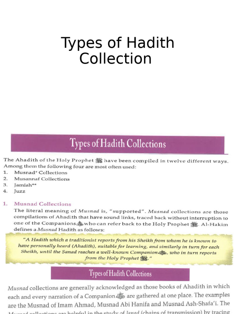 Types of Hadith Collection | PDF