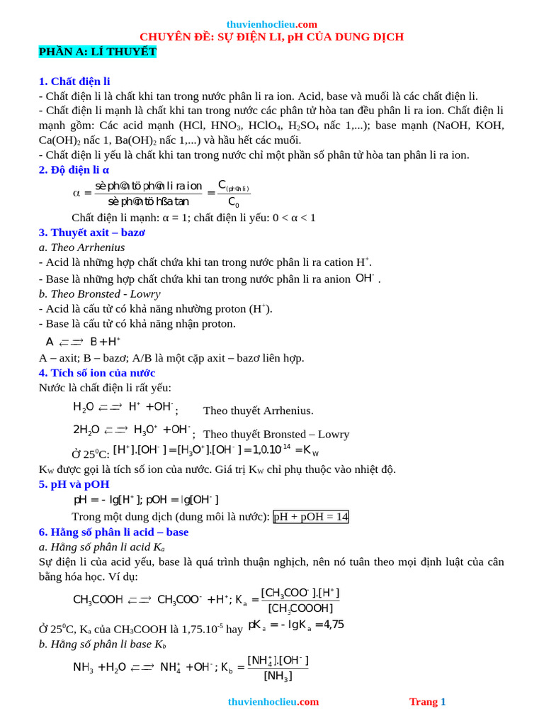 Chuyen de 22 SU DIEN LI PH CUA DUNG DICH | PDF