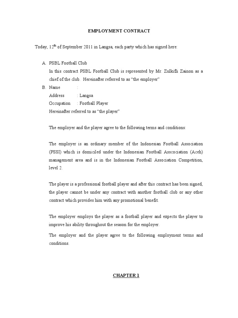 Football Employment Contract | PDF | Employment | Contractual Term