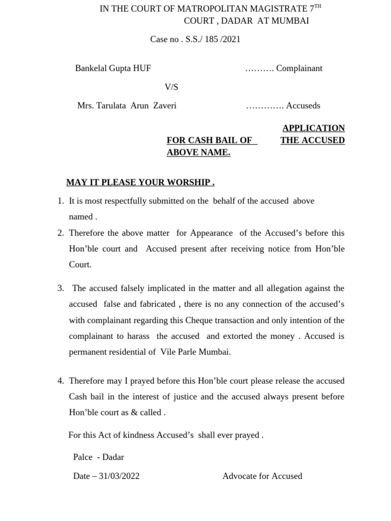 138 Bail Application | PDF | Misconduct | Practice Of Law