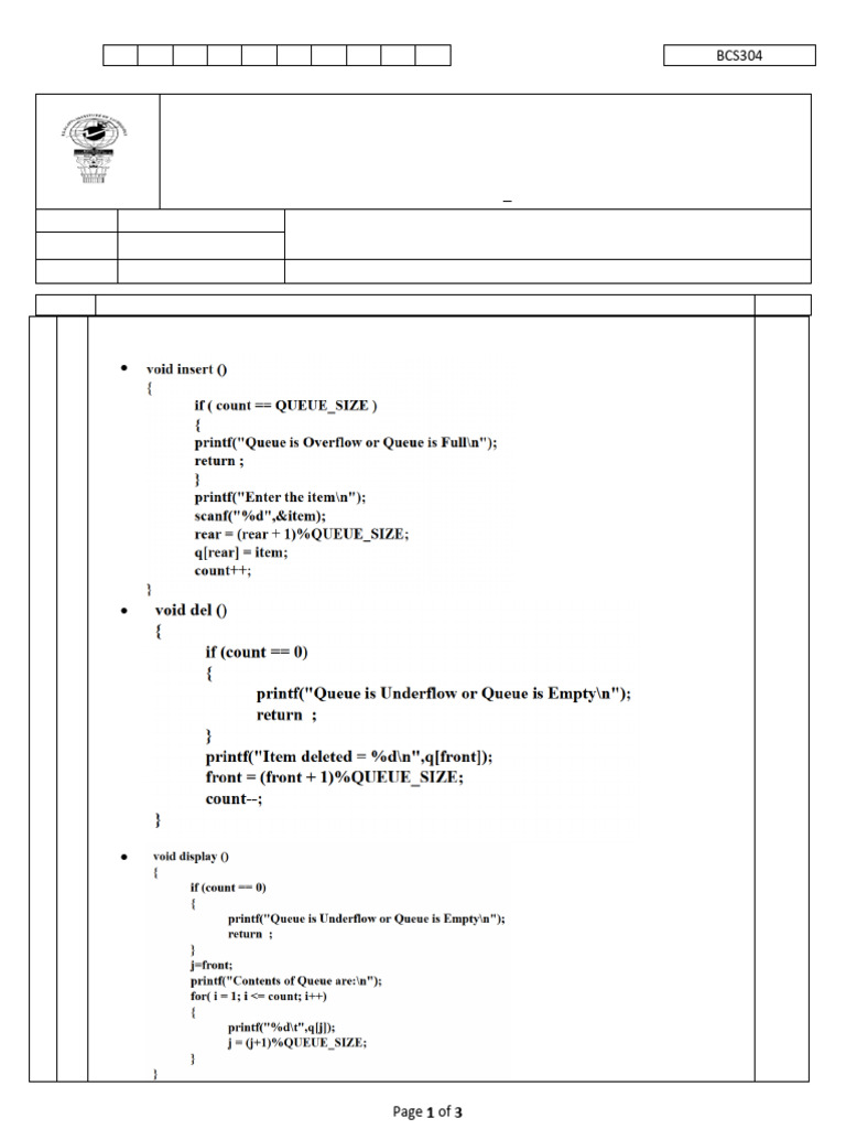 Ii Ia Ds Scheme And Solution Pdf Computer Programming Algorithms And Data Structures