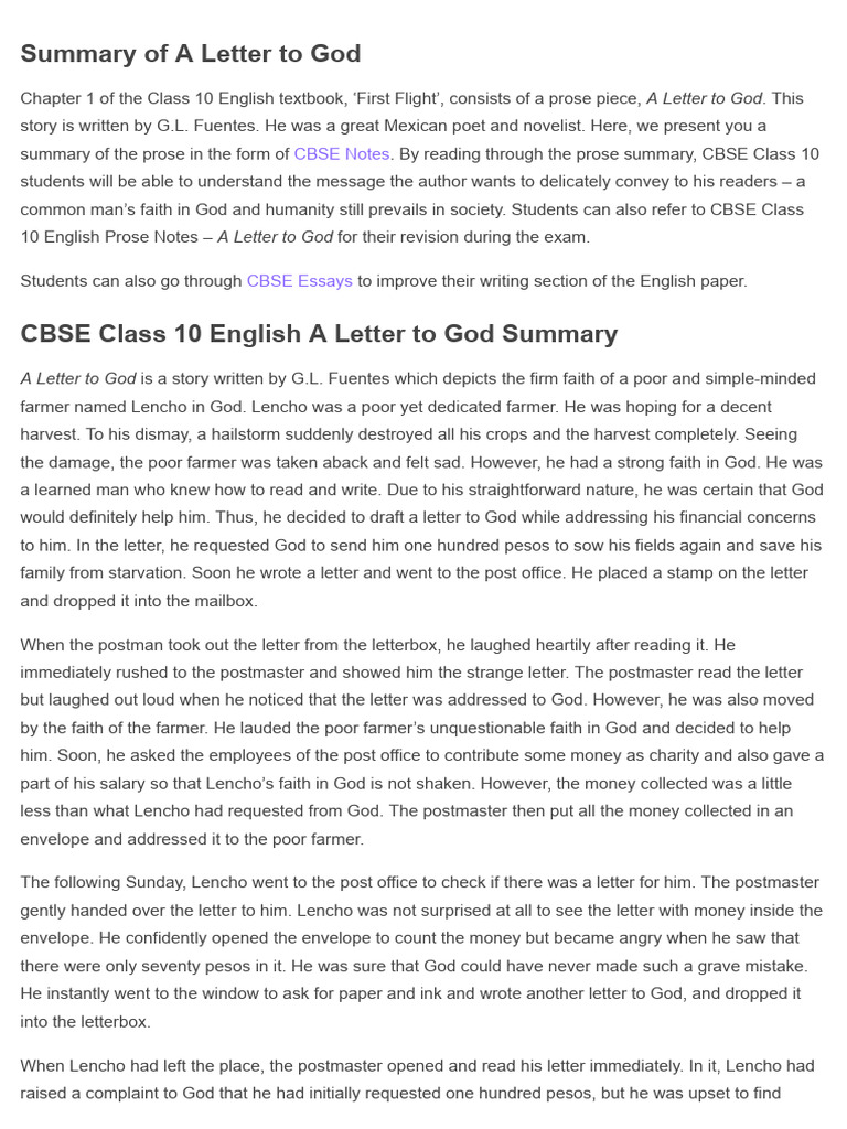 Letter To God | PDF | Religion & Spirituality | Poetry