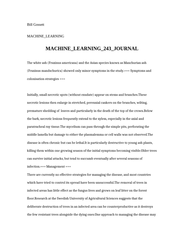 Machine Learning 243 Journal | PDF | Botany | Trees
