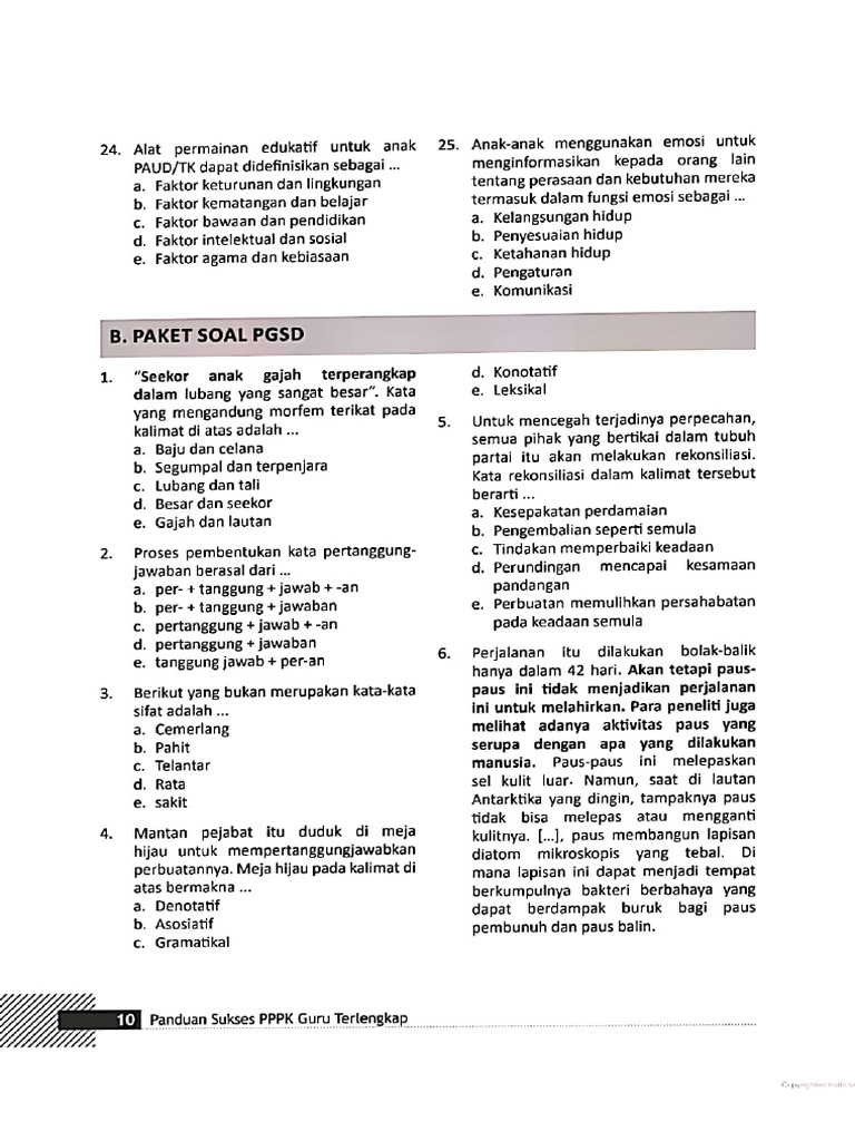 Soal P3K PGSD Dan Pgpaud | PDF