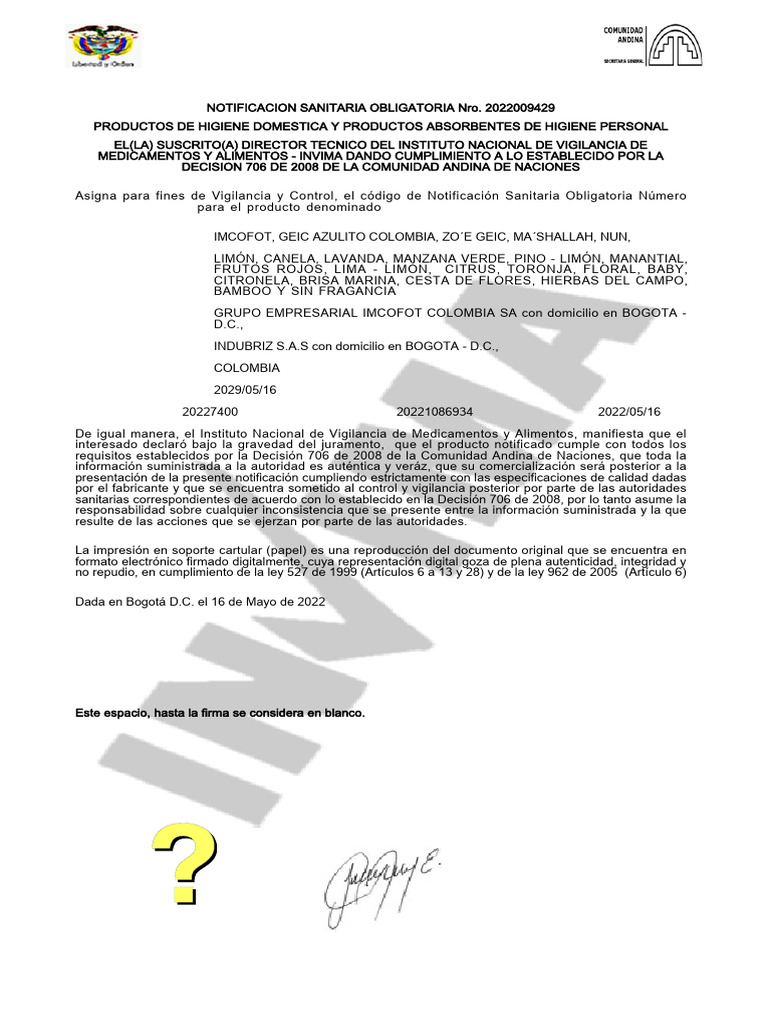 Invima Limpiador Desinfectante | PDF