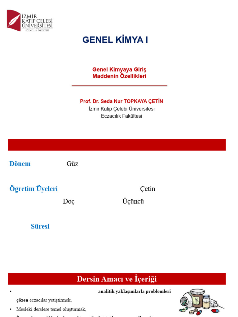 1 Hafta Genel Kimyaya Giris | PDF