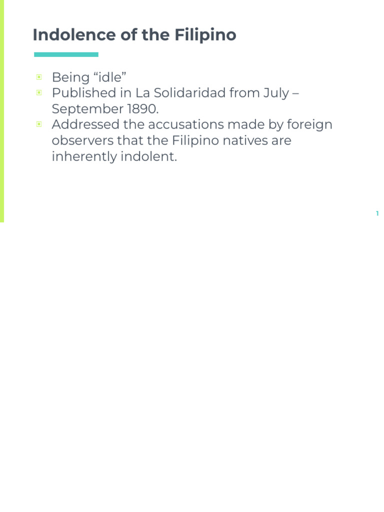 Causes of Filipino Indolence 1890 | PDF