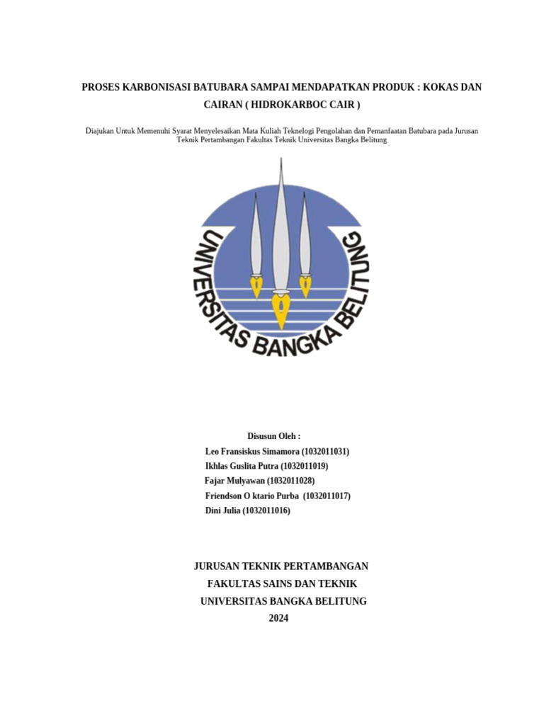 Proses Karbonisasi Batubara Sampai Mendapatkan Produk2 | PDF | Teknologi & Rekayasa
