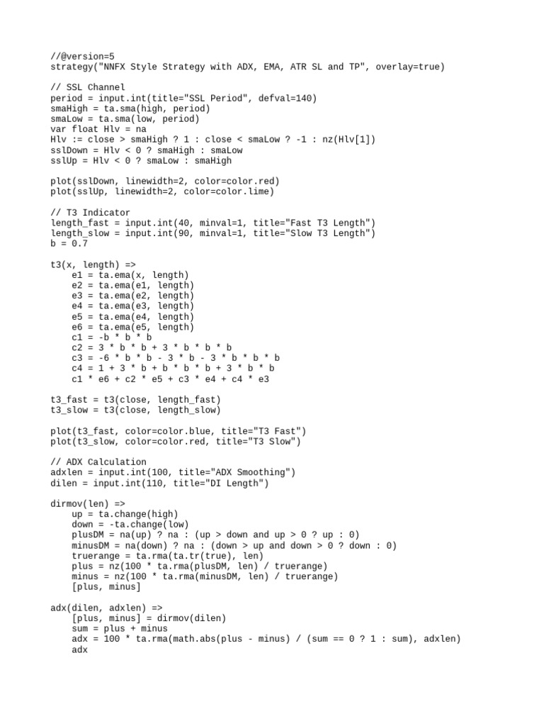10v5 - SSL + T3 Strategy With ADX+EMA Filter | PDF | Chess Theory | Chess