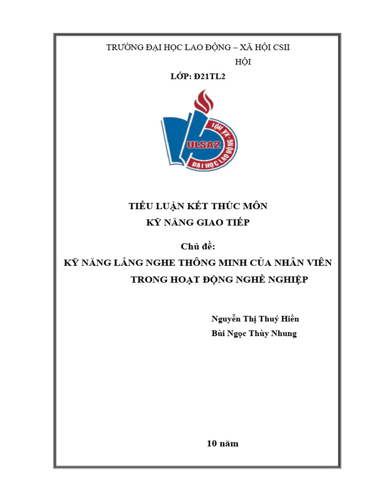 TIỂU LUẬN KNGT | PDF