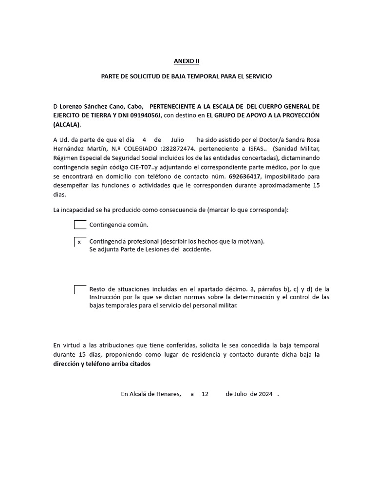 Anexo II Modelo Solicitud Baja | PDF