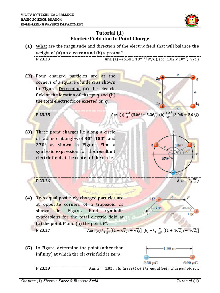 Electric Field Tutorials | PDF | Electric Field | Force
