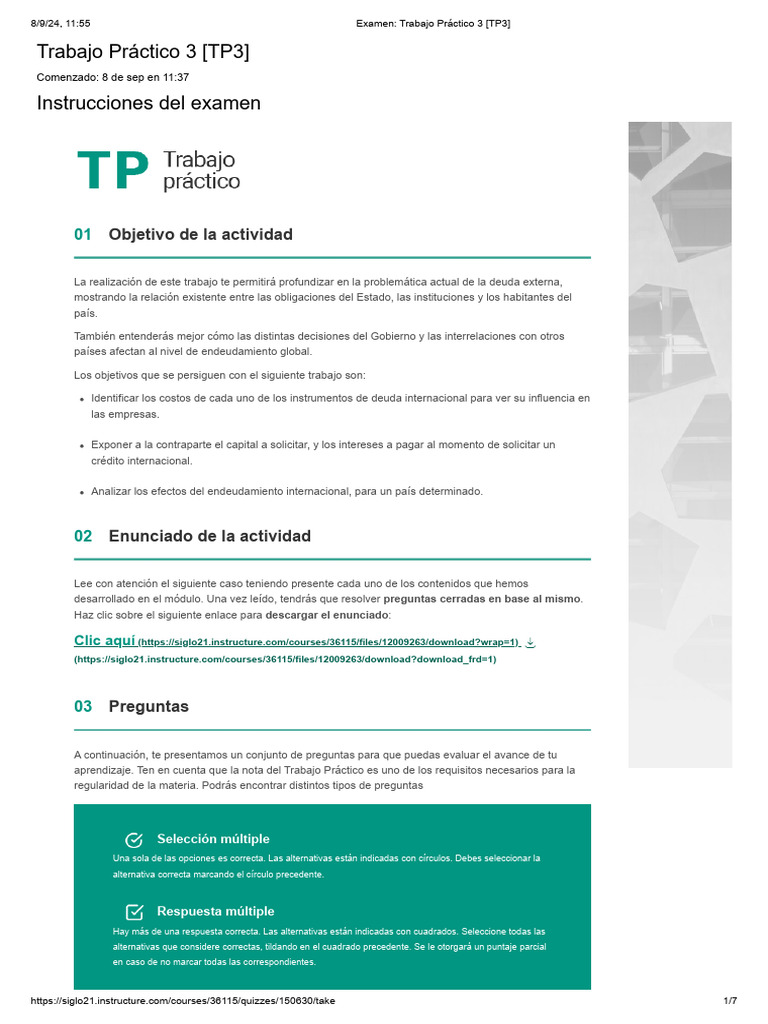 Examen_ Trabajo Práctico 3 [TP3]-95% | PDF | Deuda | Bancos