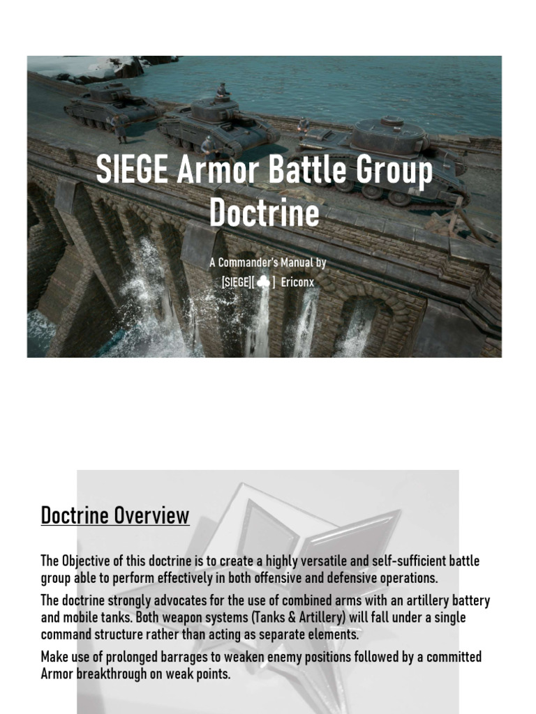 SIEGE Armor Battle Group Doctrine 1 | PDF | Artillery | Barrage (Artillery)