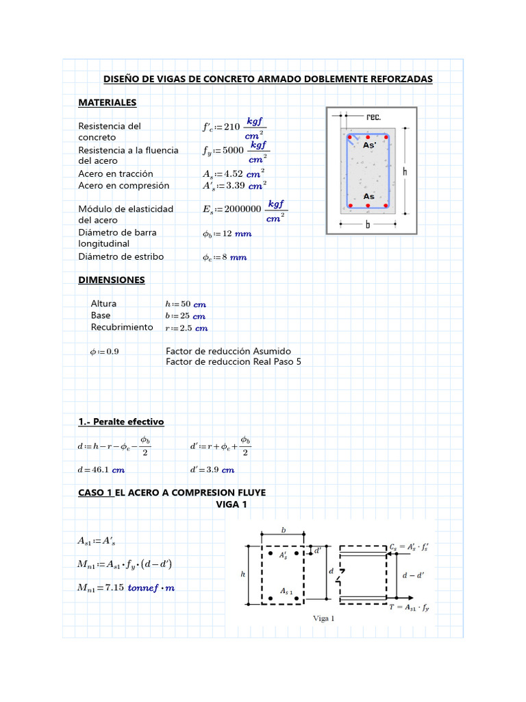 Diseño de Vigas Doblemente Reforzadas MARZO 2024 | PDF